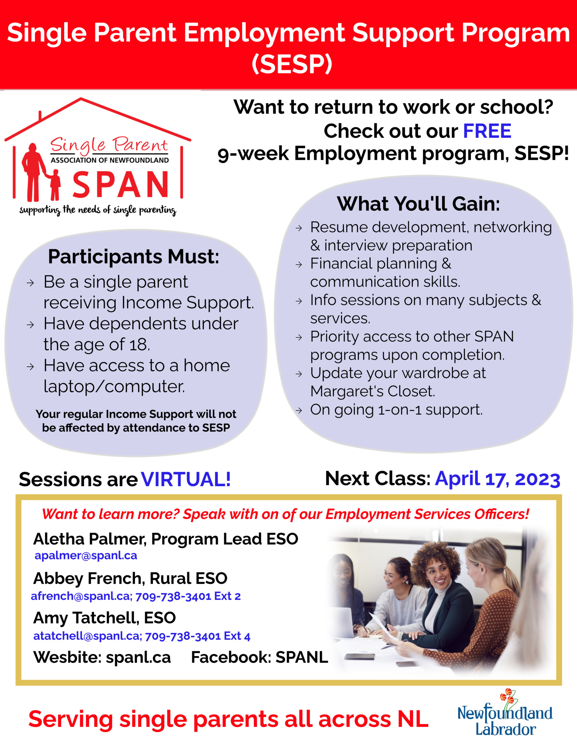 Single Parent Employment Support Program - Harbour Grace Single Parent Employment Support Program - Harbour Grace