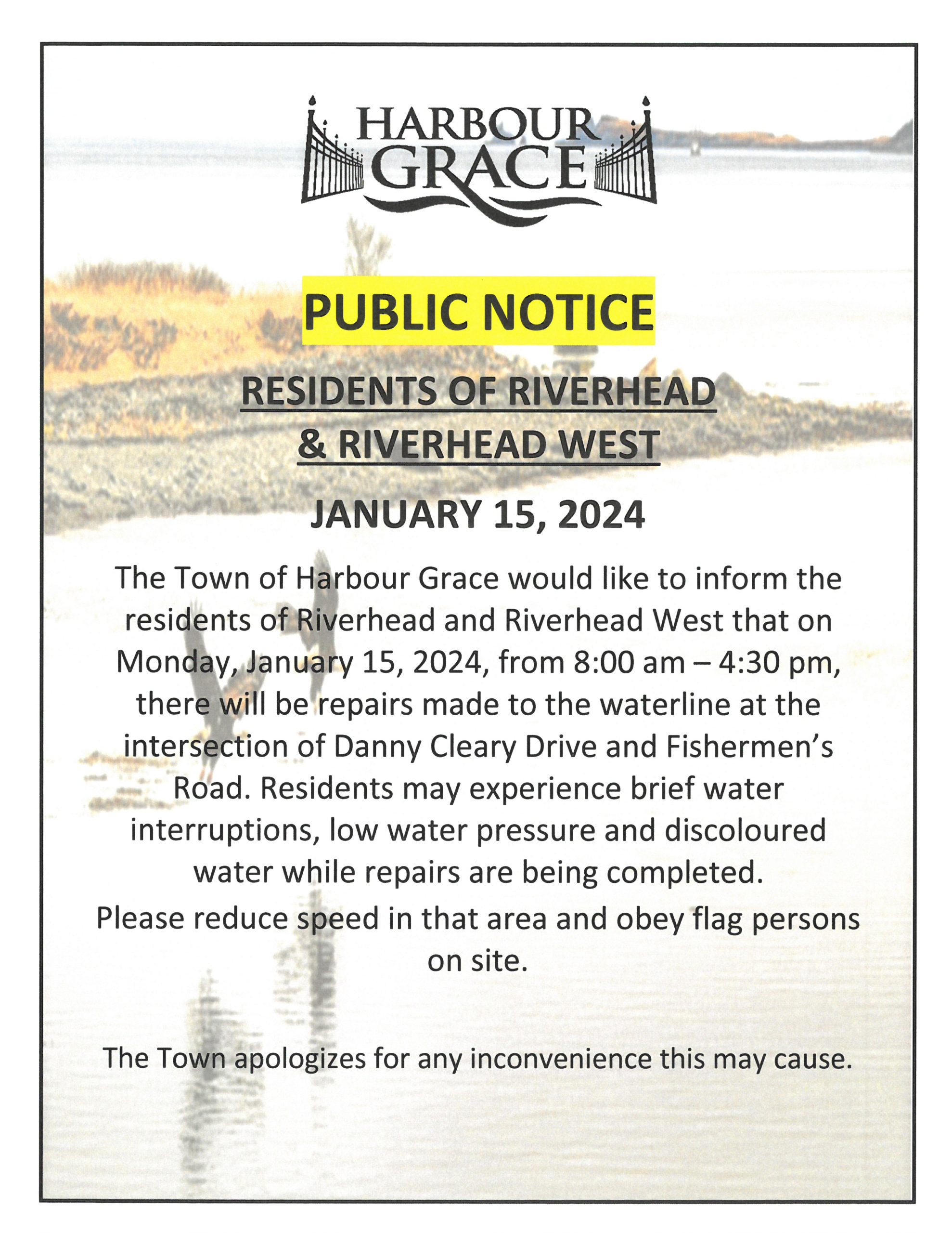PUBLIC NOTICE: Residents of Riverhead & Riverhead West. Waterline ...
