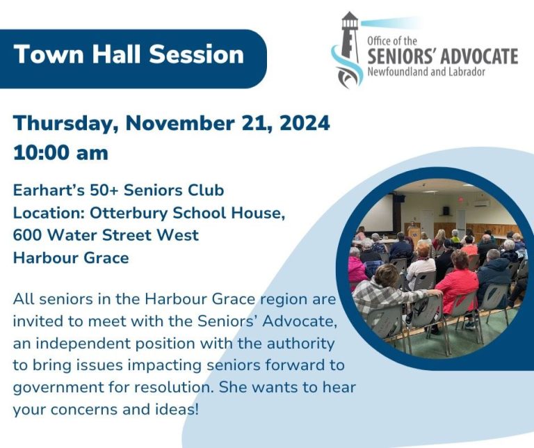 Town Hall Session with the Office of the Seniors’ Advocate NL - Harbour ...