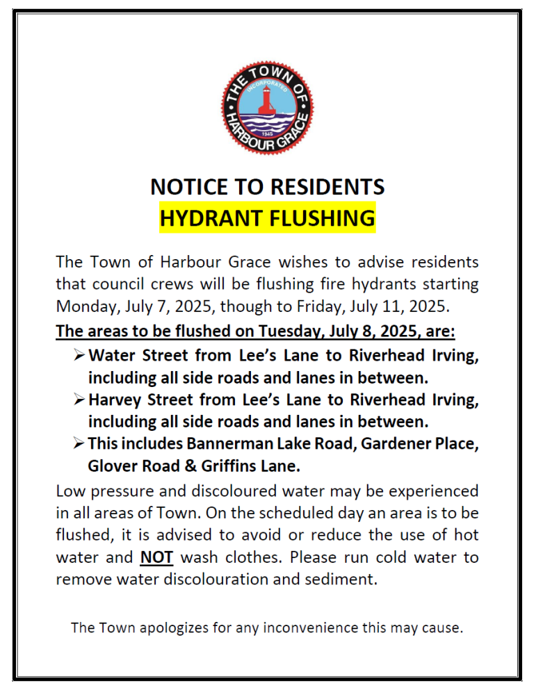 Notice to Residents: Hydrant Flushing Locations for Tuesday, July 8 ...