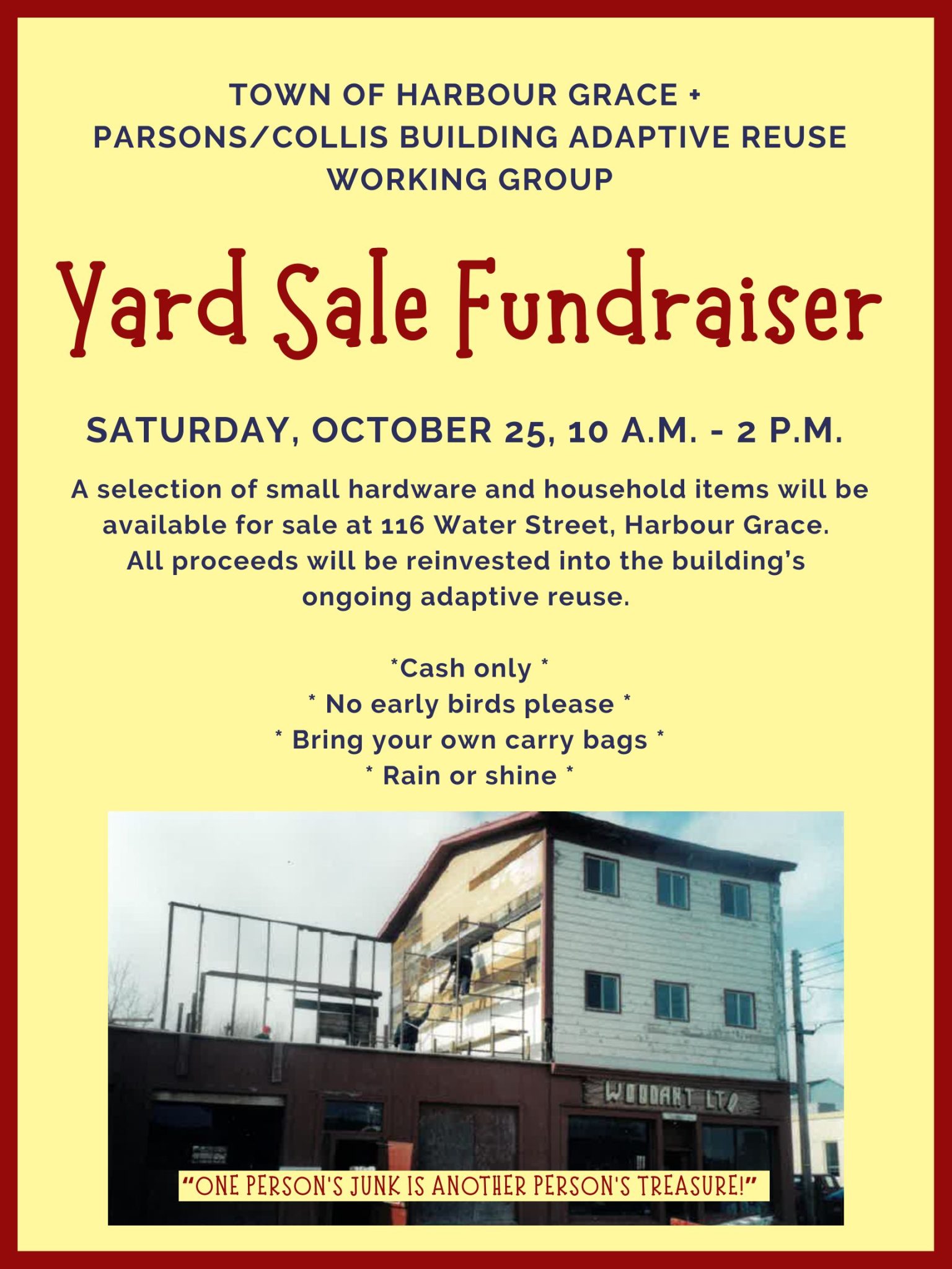 Yard Sale Fundraiser at the Parsons/Collis Building - Harbour Grace